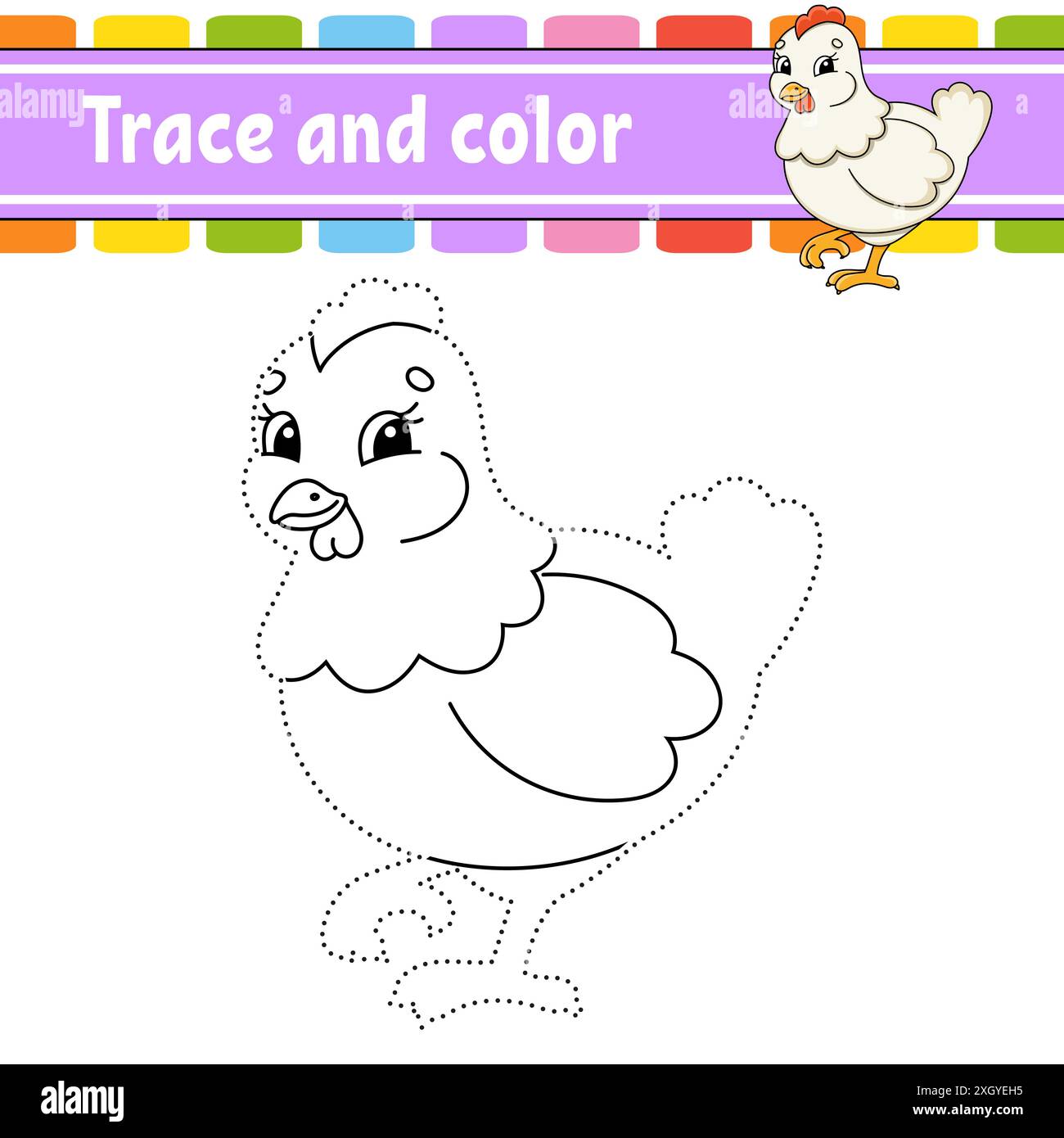 Trace and color. Coloring page for kids. Handwriting practice ...