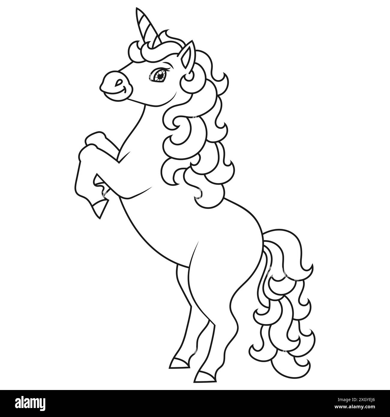 Cute unicorn. Magic fairy horse. Coloring book page for kids. Cartoon ...