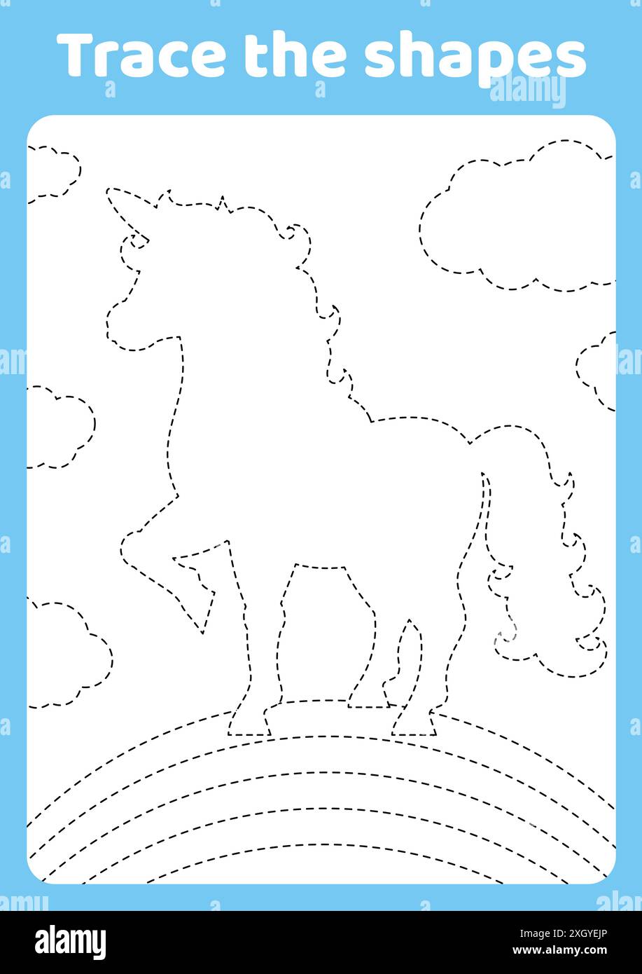 Cute unicorn. Magic fairy horse. Trace and color. Coloring page for ...