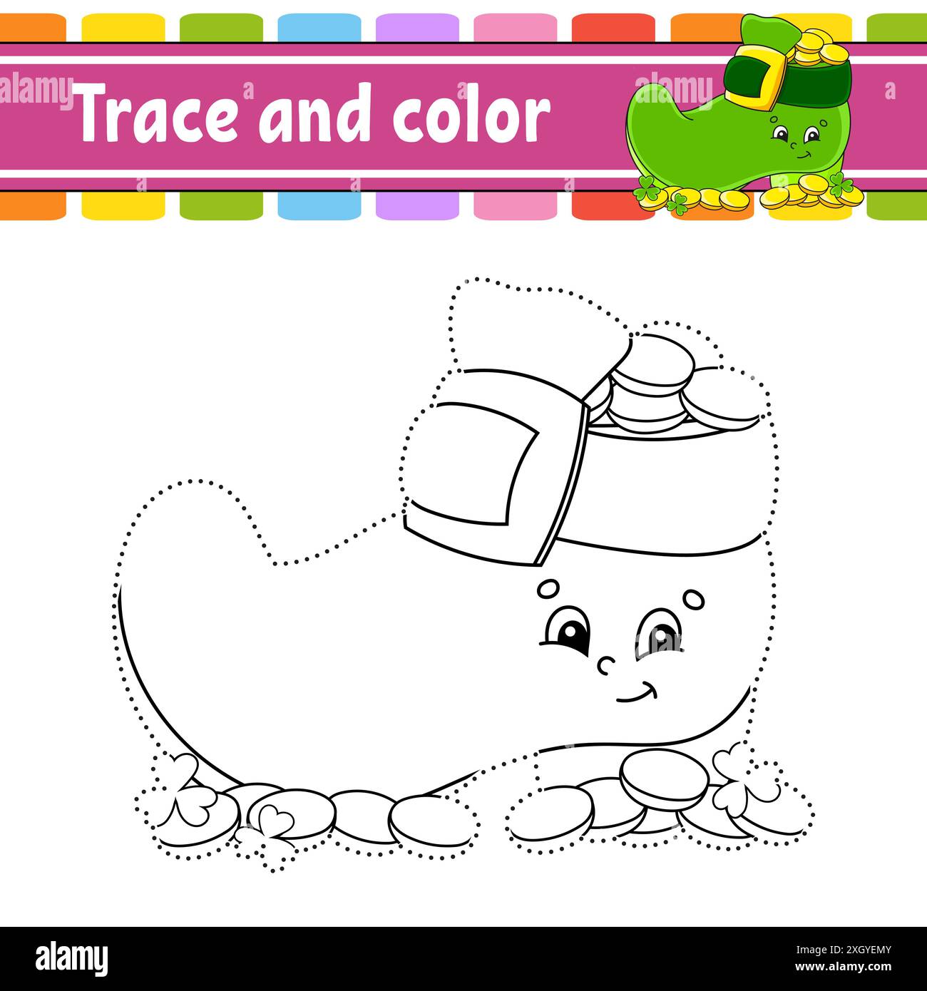 Trace and color. Coloring page for kids. Handwriting practice. St ...