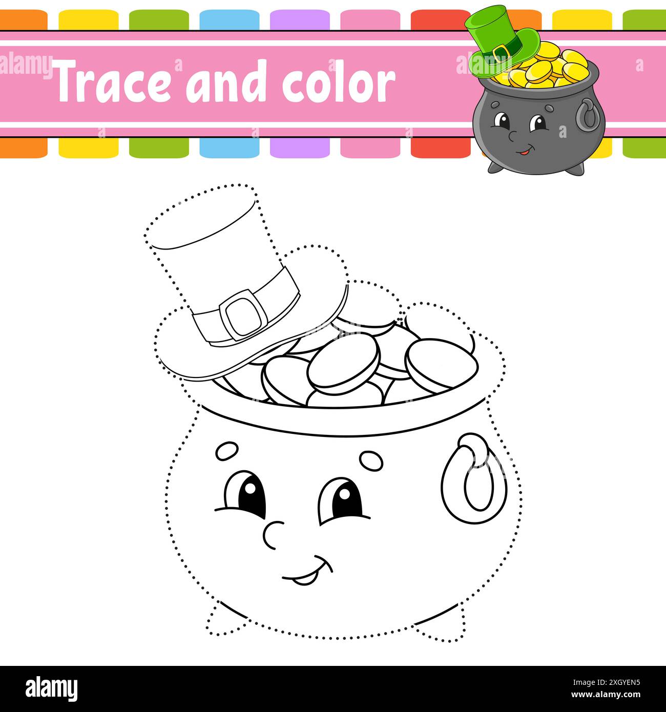 Trace and color. Coloring page for kids. Handwriting practice. St ...