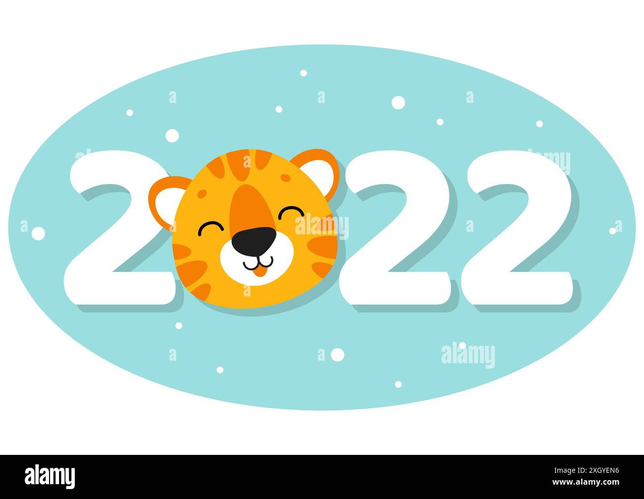 Gift color greeting card. Tiger simbol in a santa hat. Cute cartoon ...