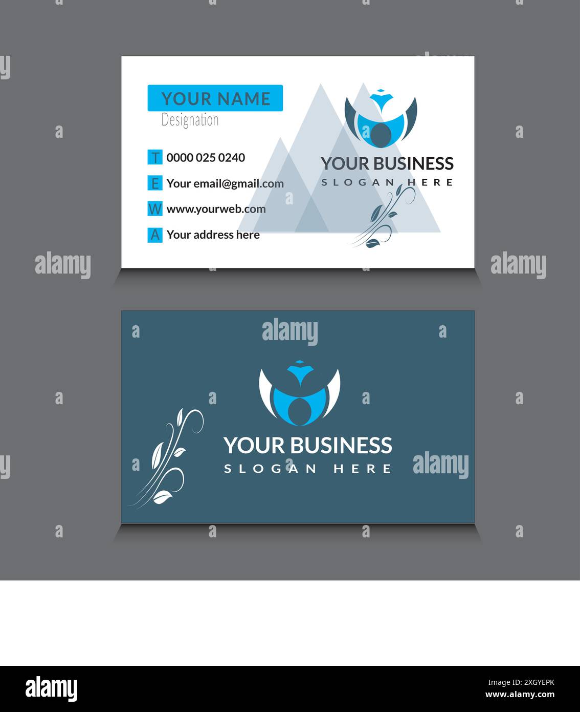 Professional and modern business card design template.Blue business ...