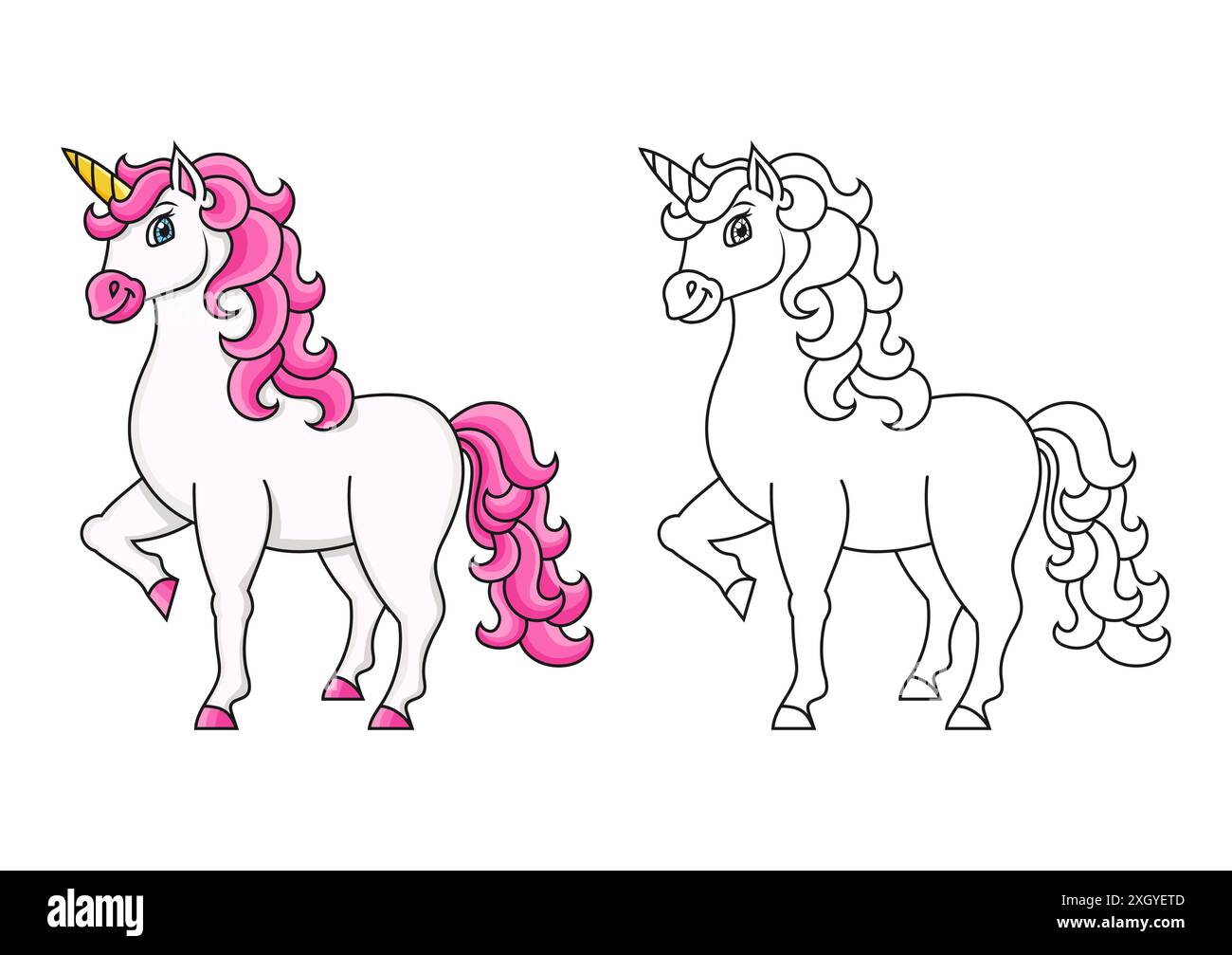 Cute unicorn. Magic fairy horse. Coloring book page for kids. Cartoon ...