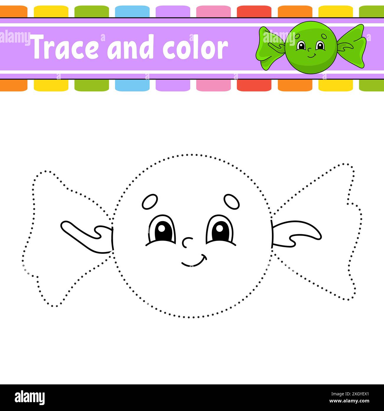 Trace and color. Birthday theme. Coloring page for kids. Handwriting ...