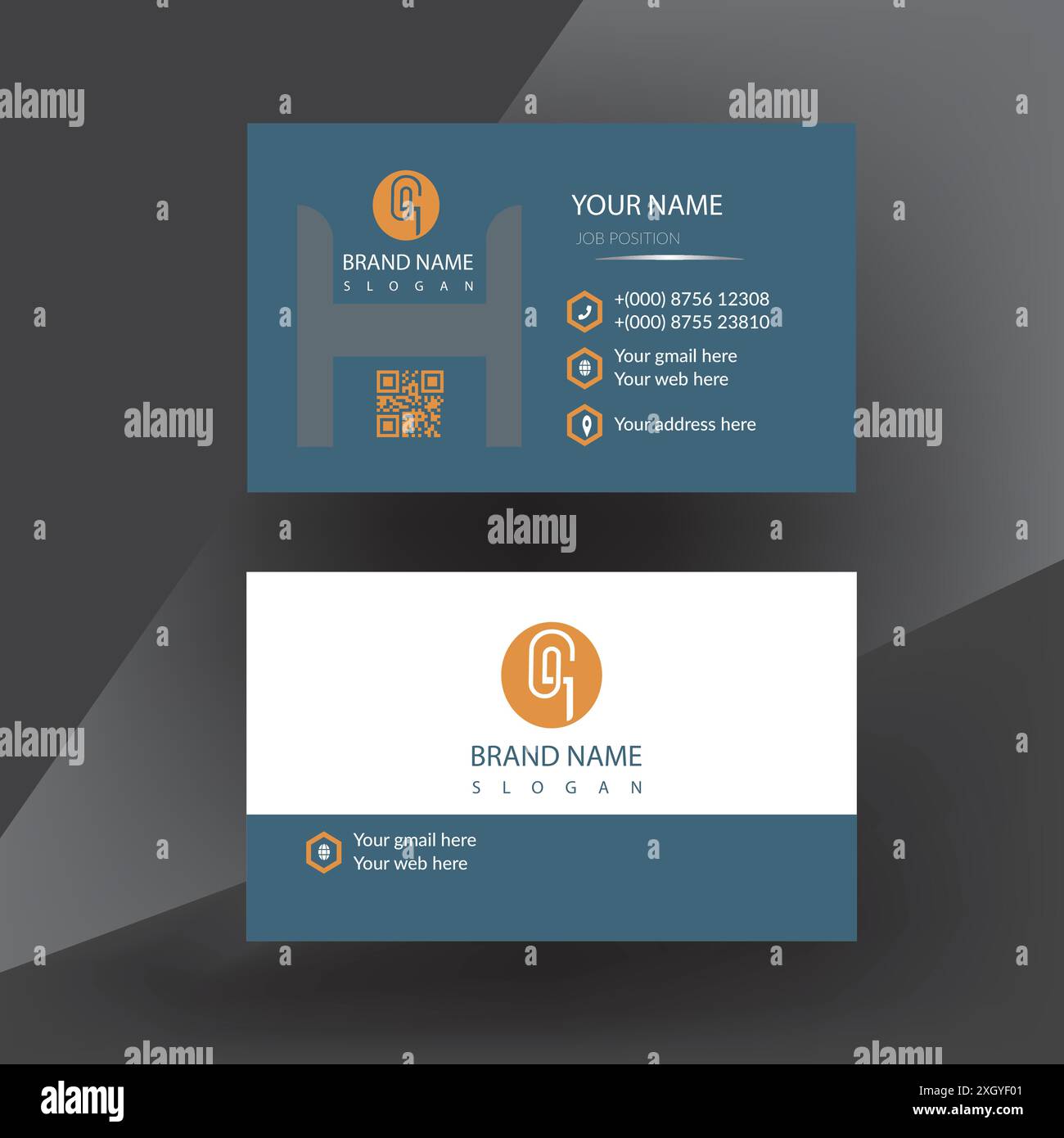 Simple and Modern business card design.Blue business card template ...