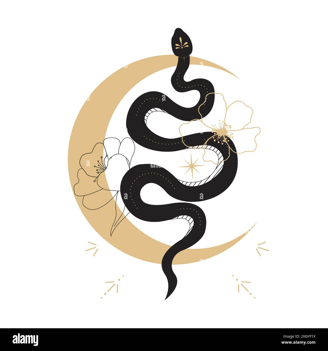 Celestial serpent snake, esoteric tarot or tattoo mystery sacred symbol ...