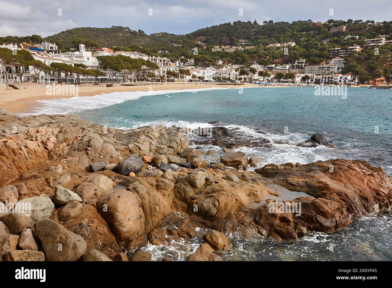 View town beach llafranc costa hi-res stock photography and images - Alamy