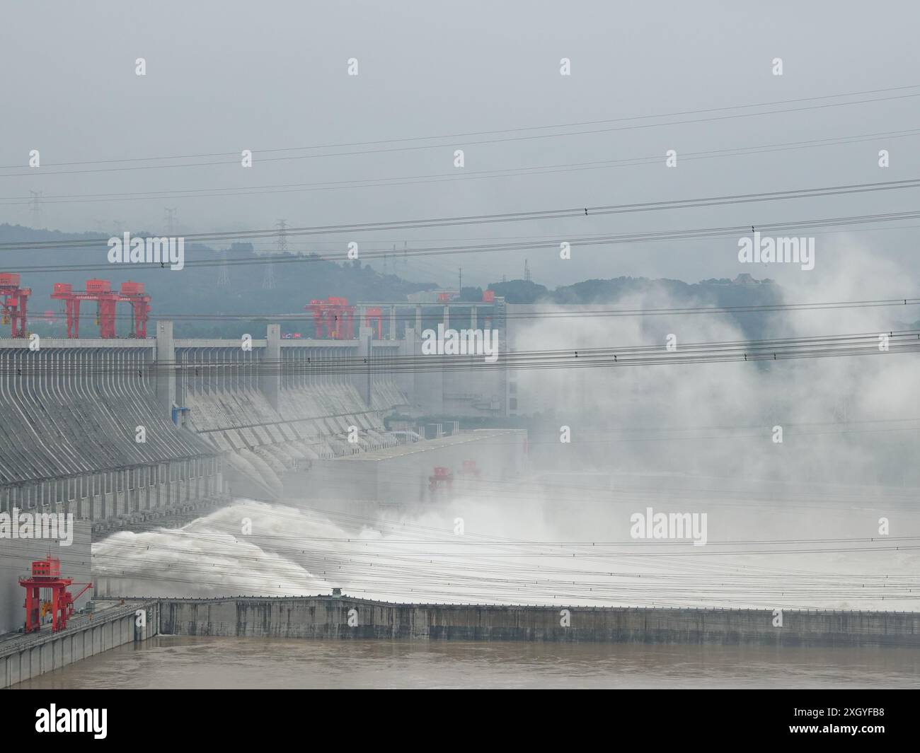 YICHANG, CHINA - JULY 11, 2024 - Flood is released from the Three ...