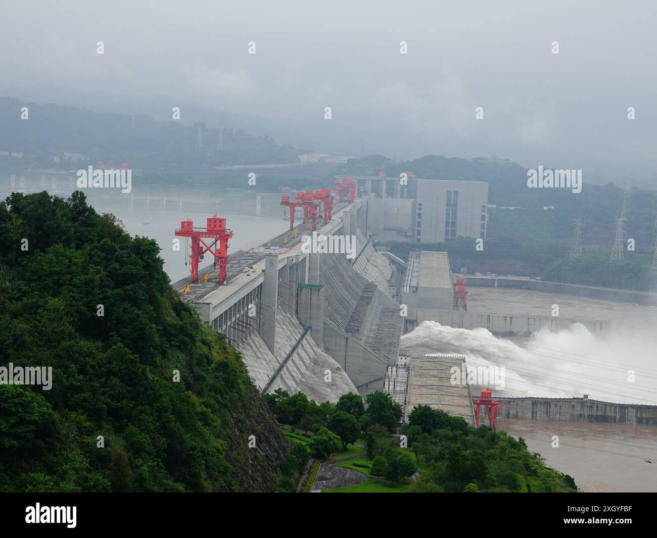 YICHANG, CHINA - JULY 11, 2024 - Flood is released from the Three ...