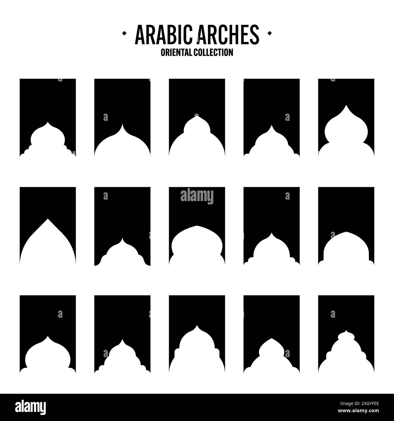 Islamic frames, oriental style objects. Arabic shapes, windows and ...