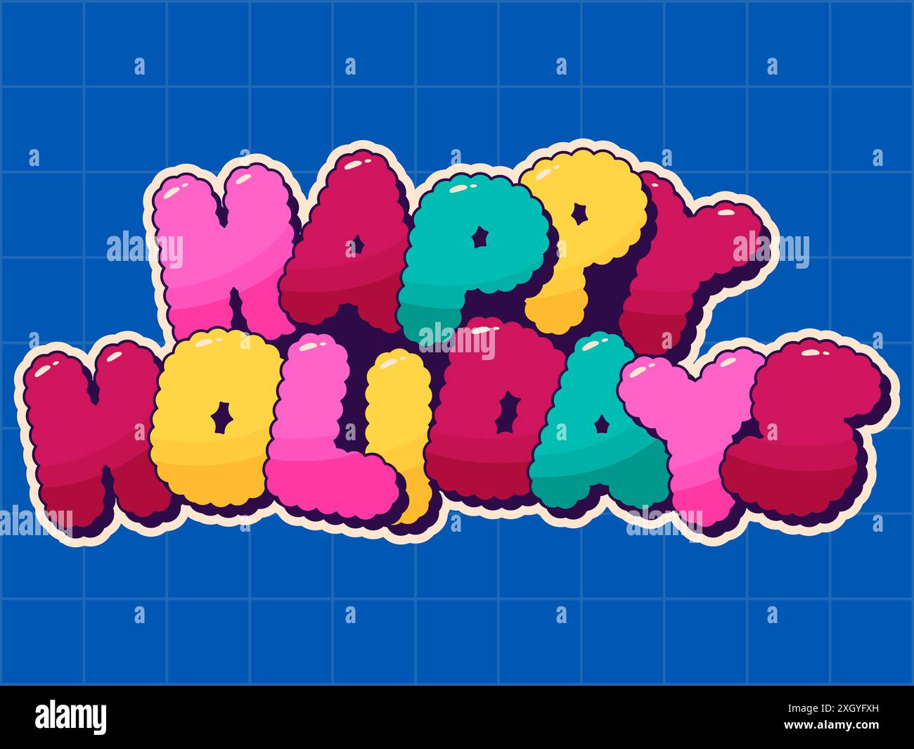 Christmas Groovy sticker phrase Happy Holidays Stock Vector Image & Art ...