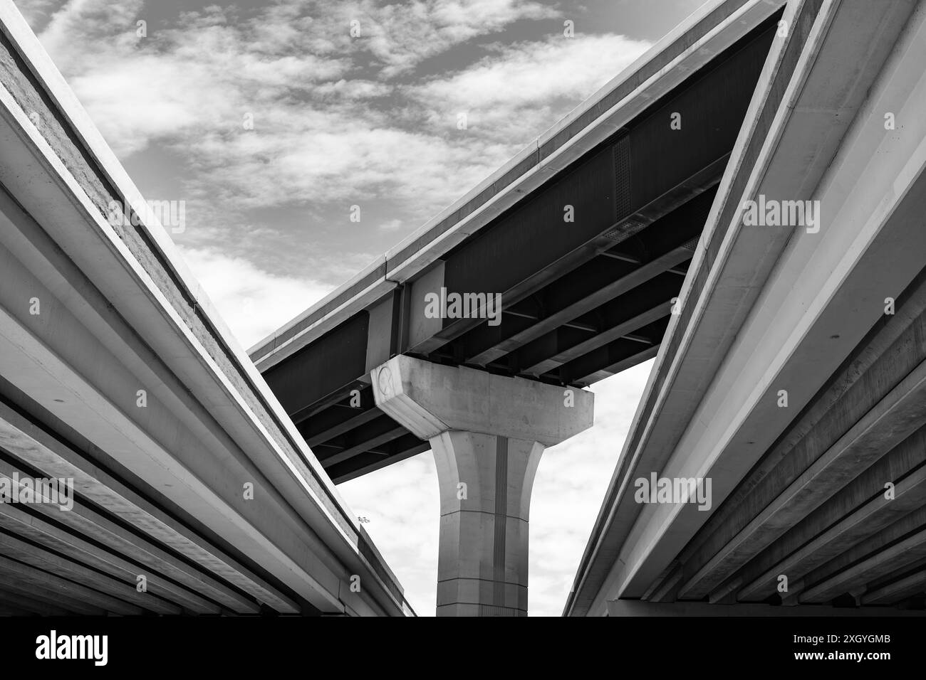 flyover architecture of transport system. bridge overpass on highway ...