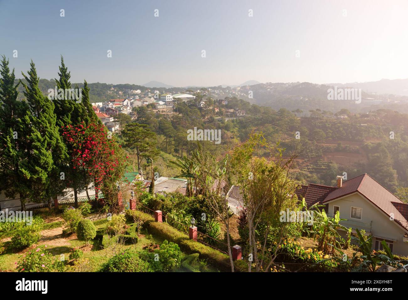 Amazing view of Dalat (Da Lat) in Vietnam. Scenic cityscape from top of ...