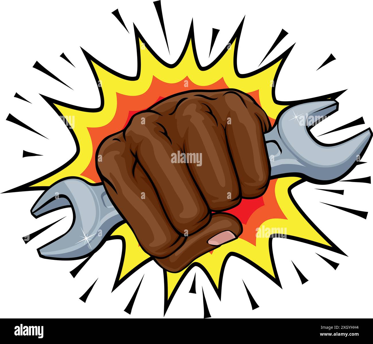 Spanner Wrench Fist Hand Explosion Pop Art Cartoon Stock Vector Image ...