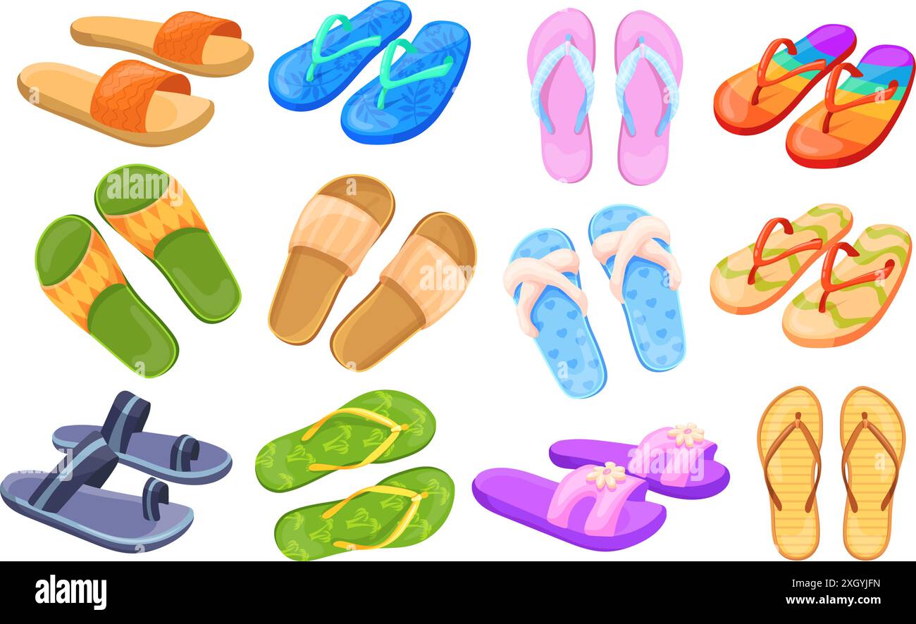 Bright pink beach slippers Stock Vector Images - Alamy