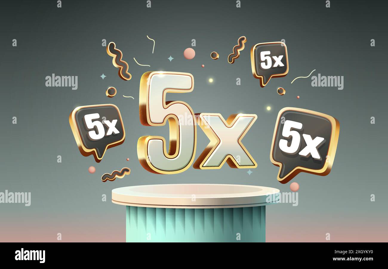 5x winner banner, promotion flyer, prize label. Vector Stock Vector ...