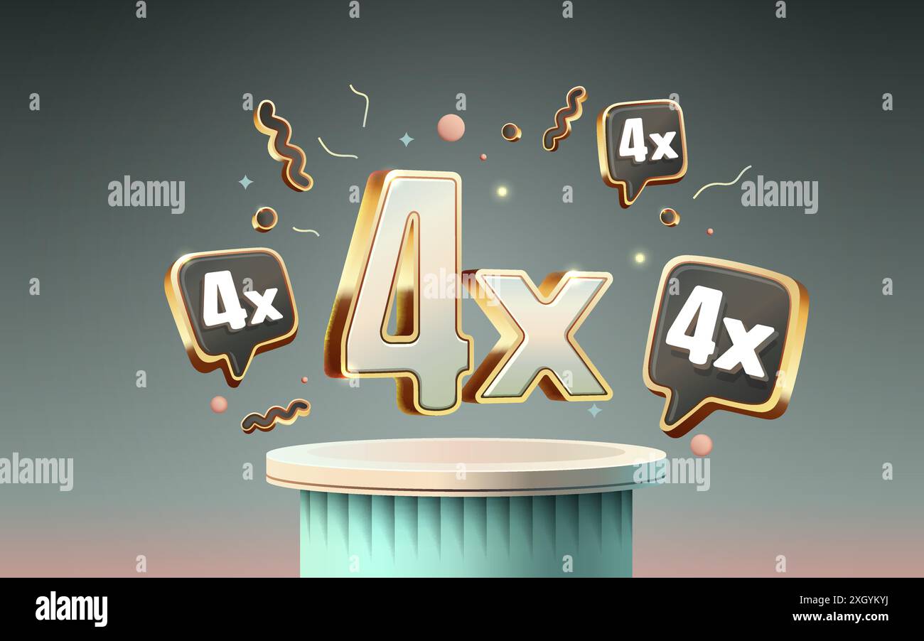 4x winner banner, promotion flyer, prize label. Vector Stock Vector ...