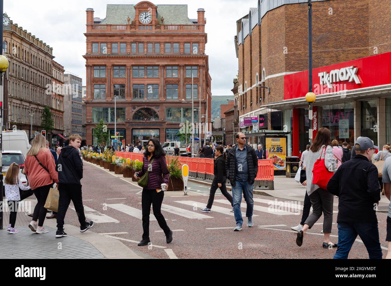 Belfast , County Antrim Northern Ireland July 05 2024 - Pedestrians of ...