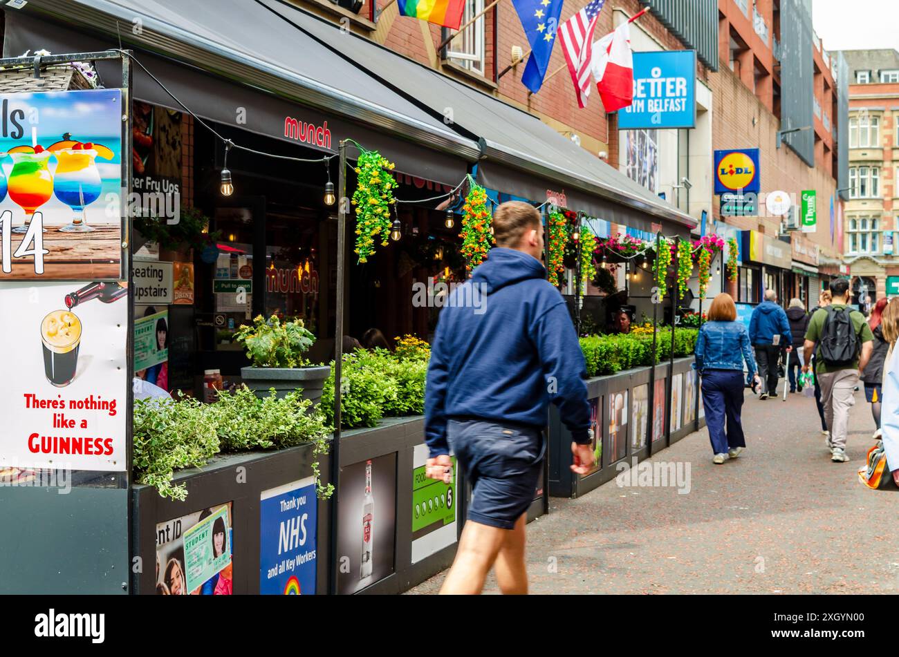 Belfast , County Antrim Northern Ireland July 05 2024 -People walking ...