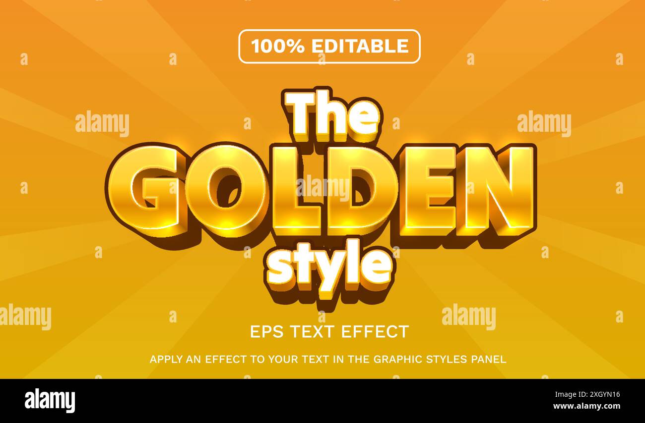 Editable text effect. the golden style, game font. Vector Stock Vector ...