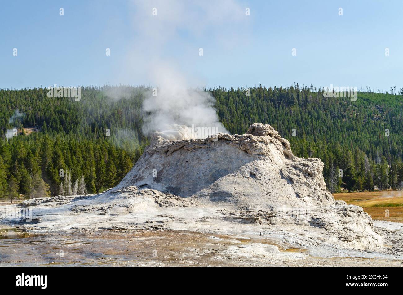 The Castle Geyser erupting, Upper Geyser Basin, Yellowstone National ...