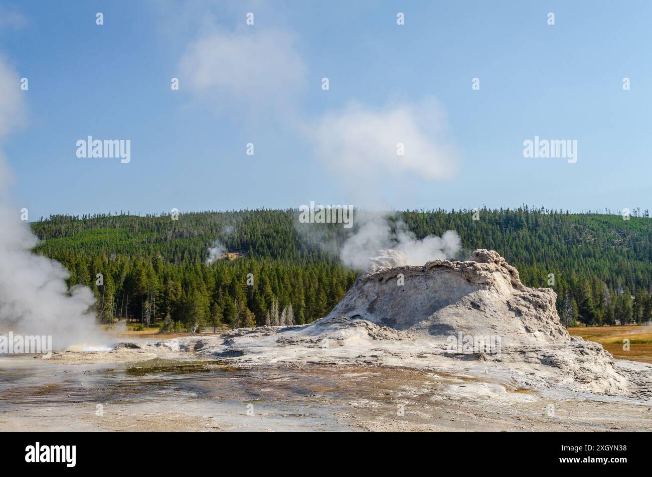 The Castle Geyser erupting, Upper Geyser Basin, Yellowstone National ...