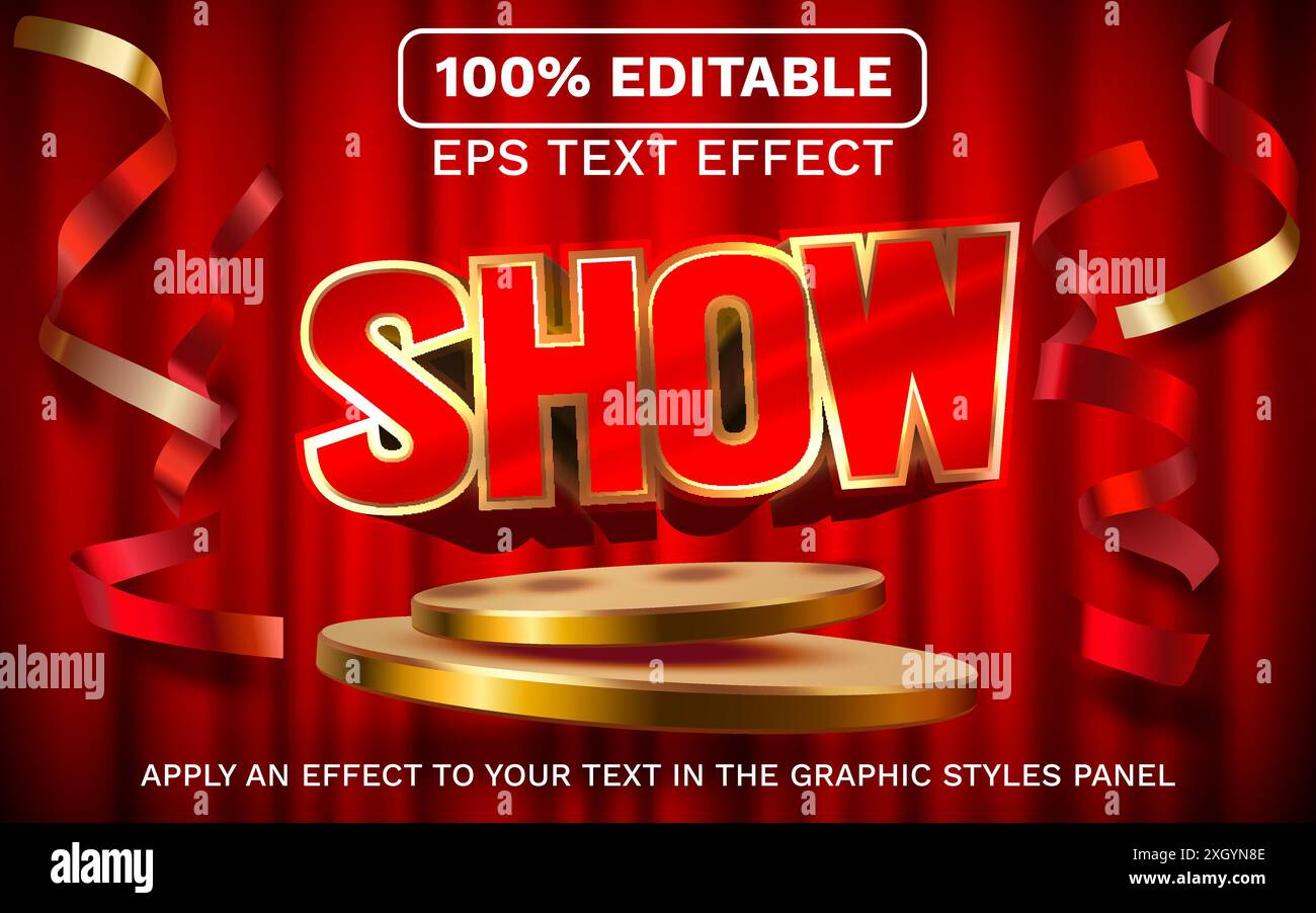 Editable text effect. Show font template. Retro style. Vector Stock ...