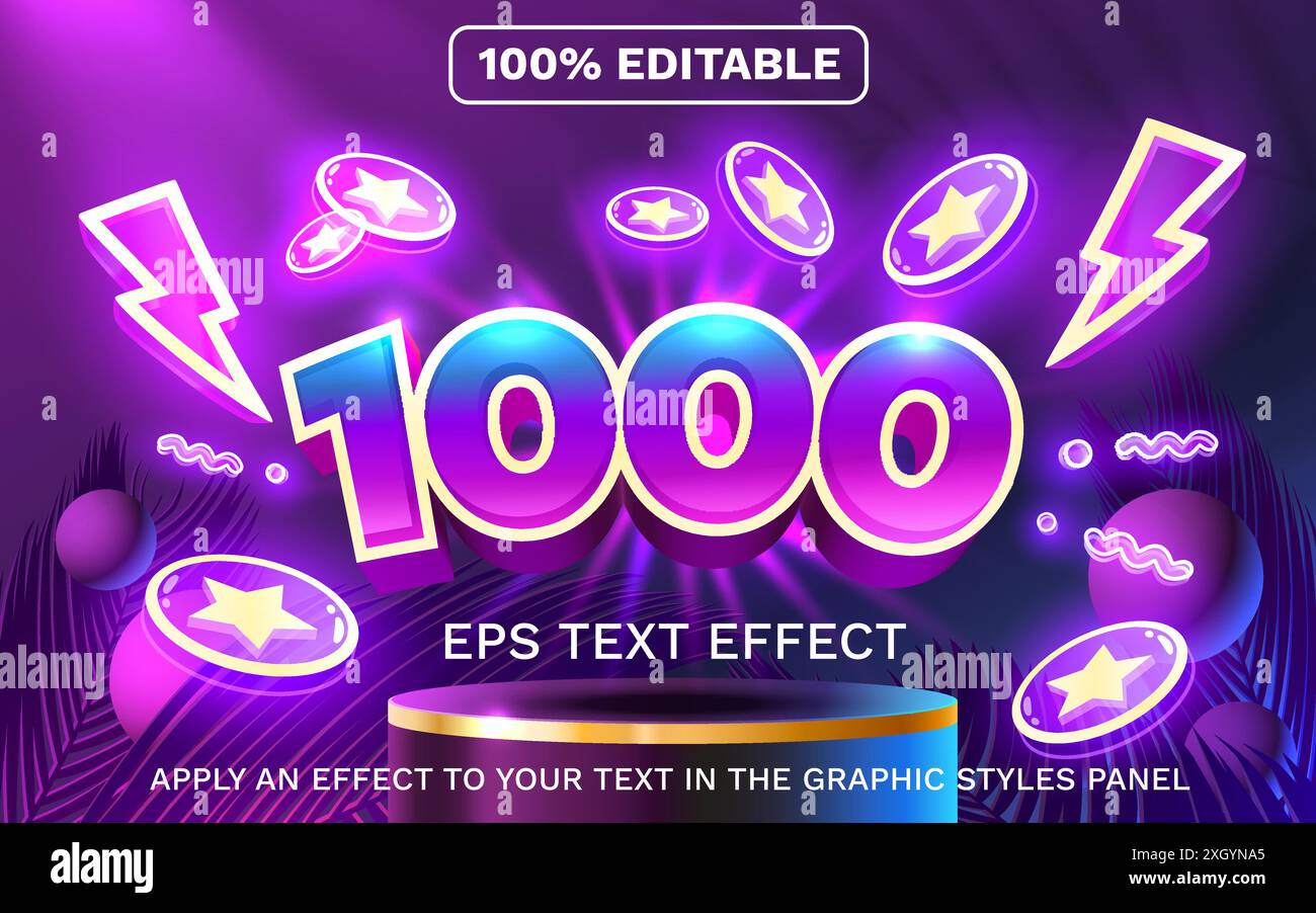 Editable text effect. Free coin slots, sale template. Neon style ...