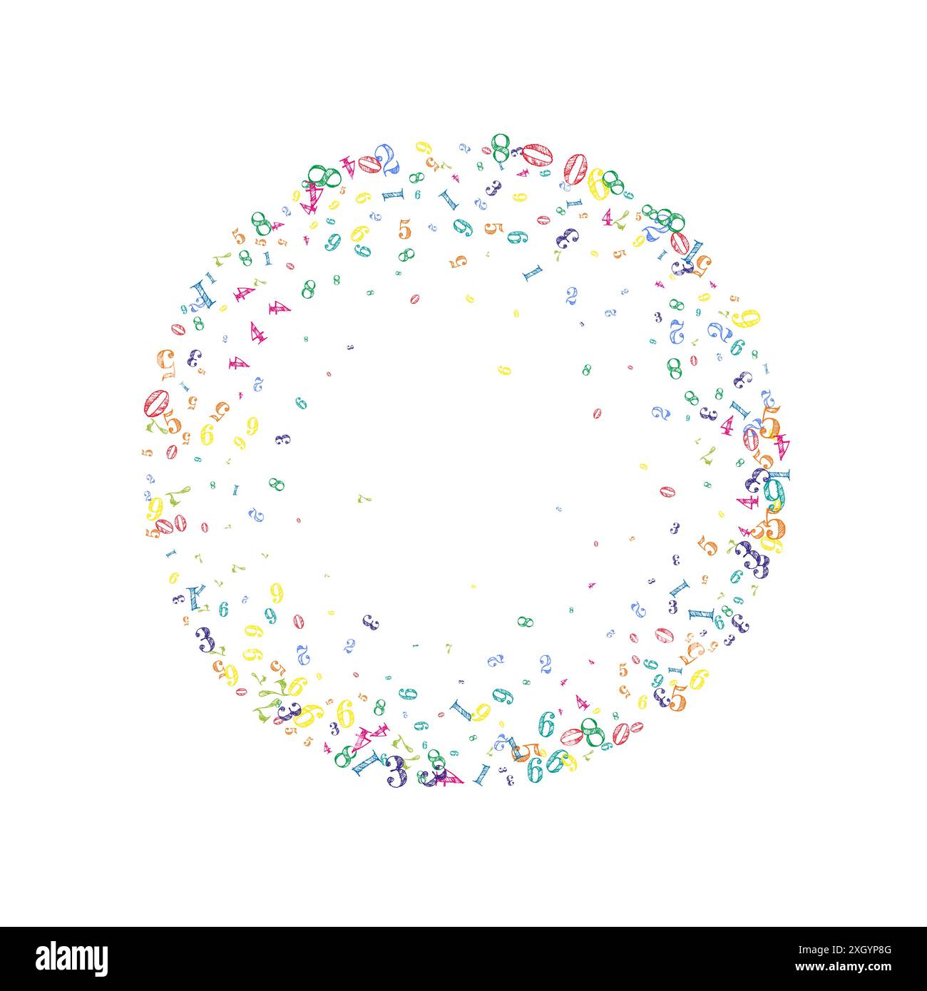 Flying colorful digits and numbers. School math notebook cover. Back to ...