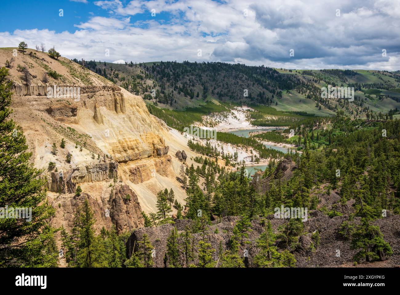 Yellowstone River from Calcite Springs Overlook in Yellowstone National ...