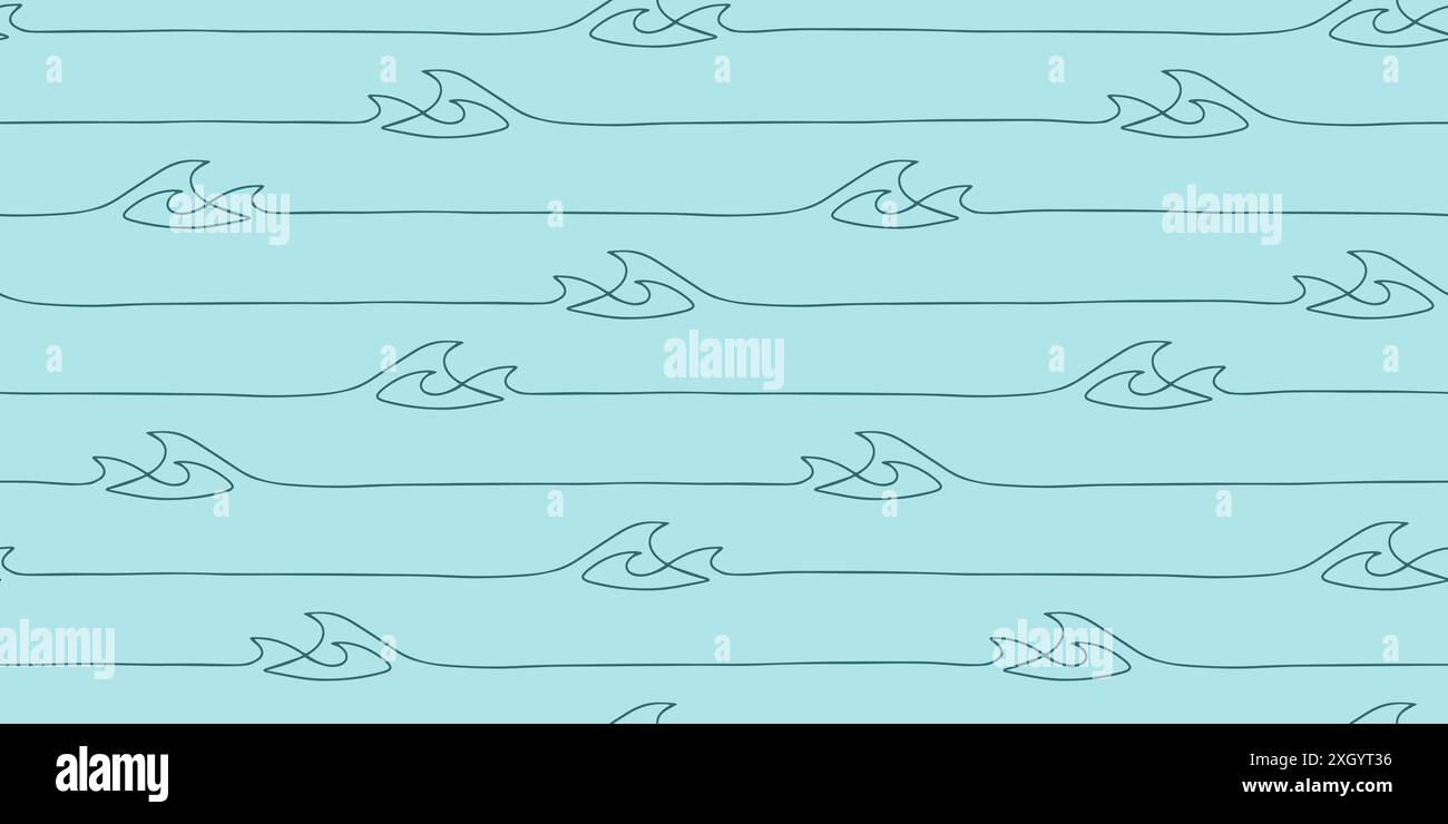 Seamless wave pattern drawn with one continuous line. Vector line art ...