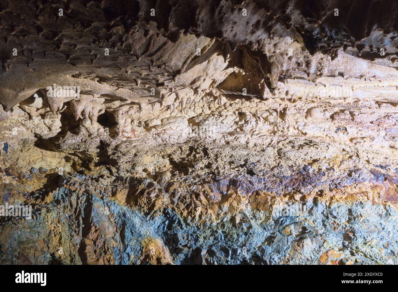 Cave ceiling and wall in Waipu cave system, aka Milky Way caves in New ...