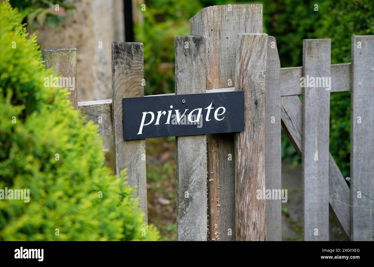 private sign on garden gate, norfolk, england Stock Photo - Alamy