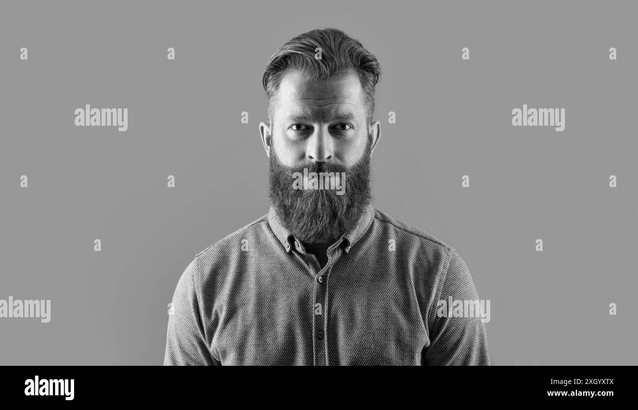 Irish man. Bearded man with red beard and moustache. Serious unshaven ...