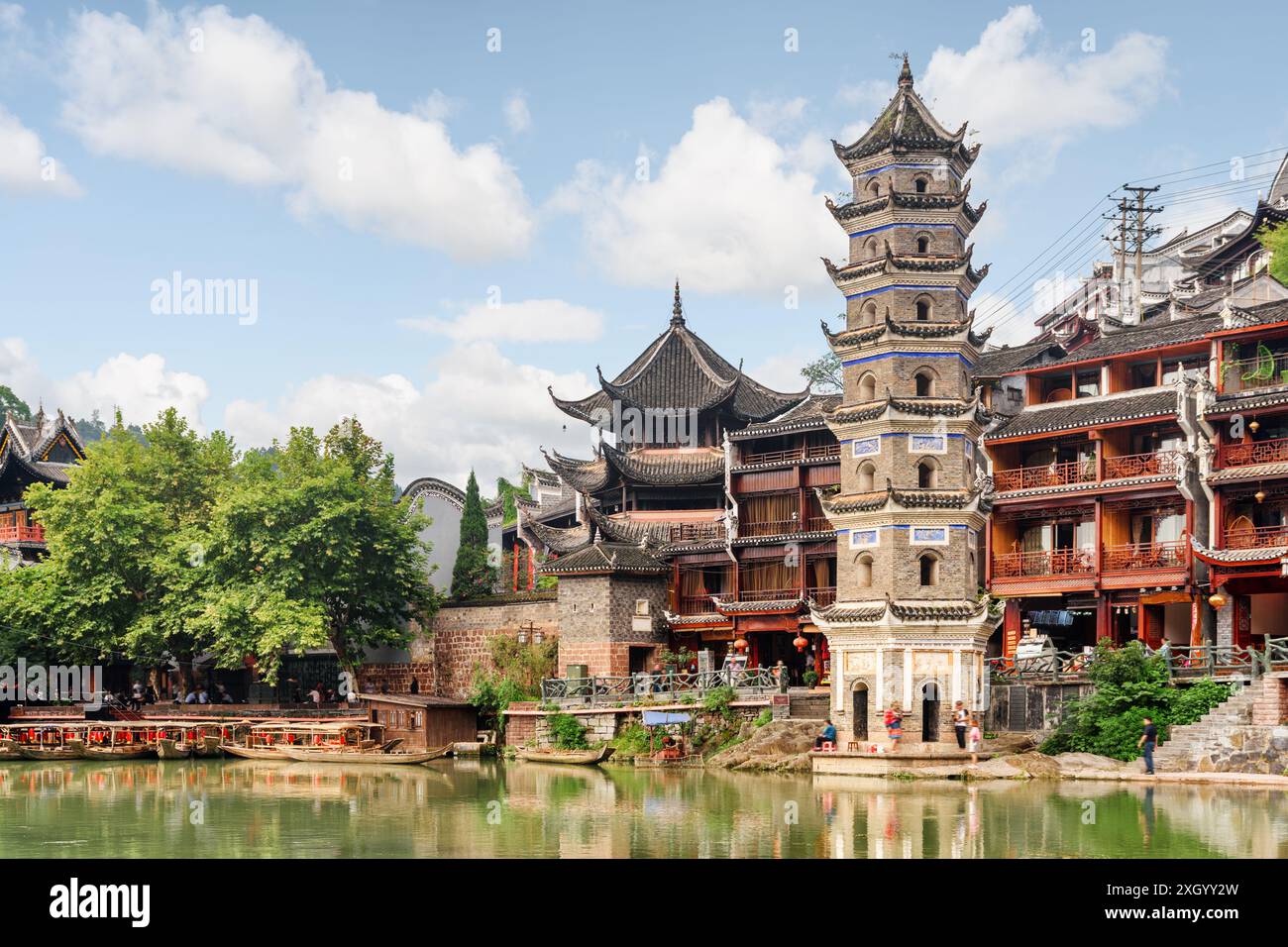 The Wanming Pagoda by the Tuojiang River (Tuo Jiang River) in Phoenix ...