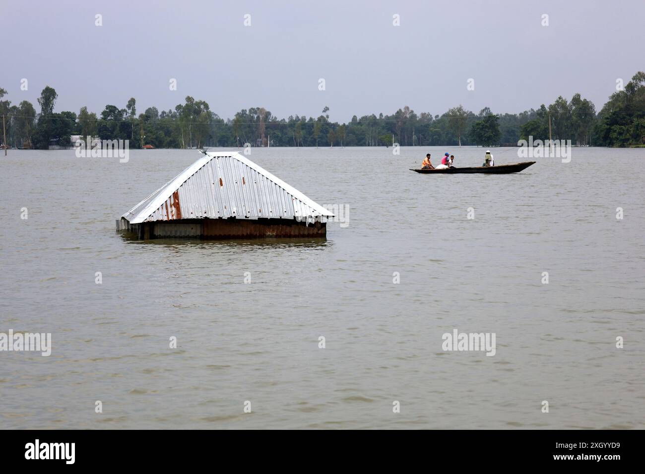 July 11, 2024, Kurigram, Kurigram, Bangladesh: Dharla river in Kurigram ...