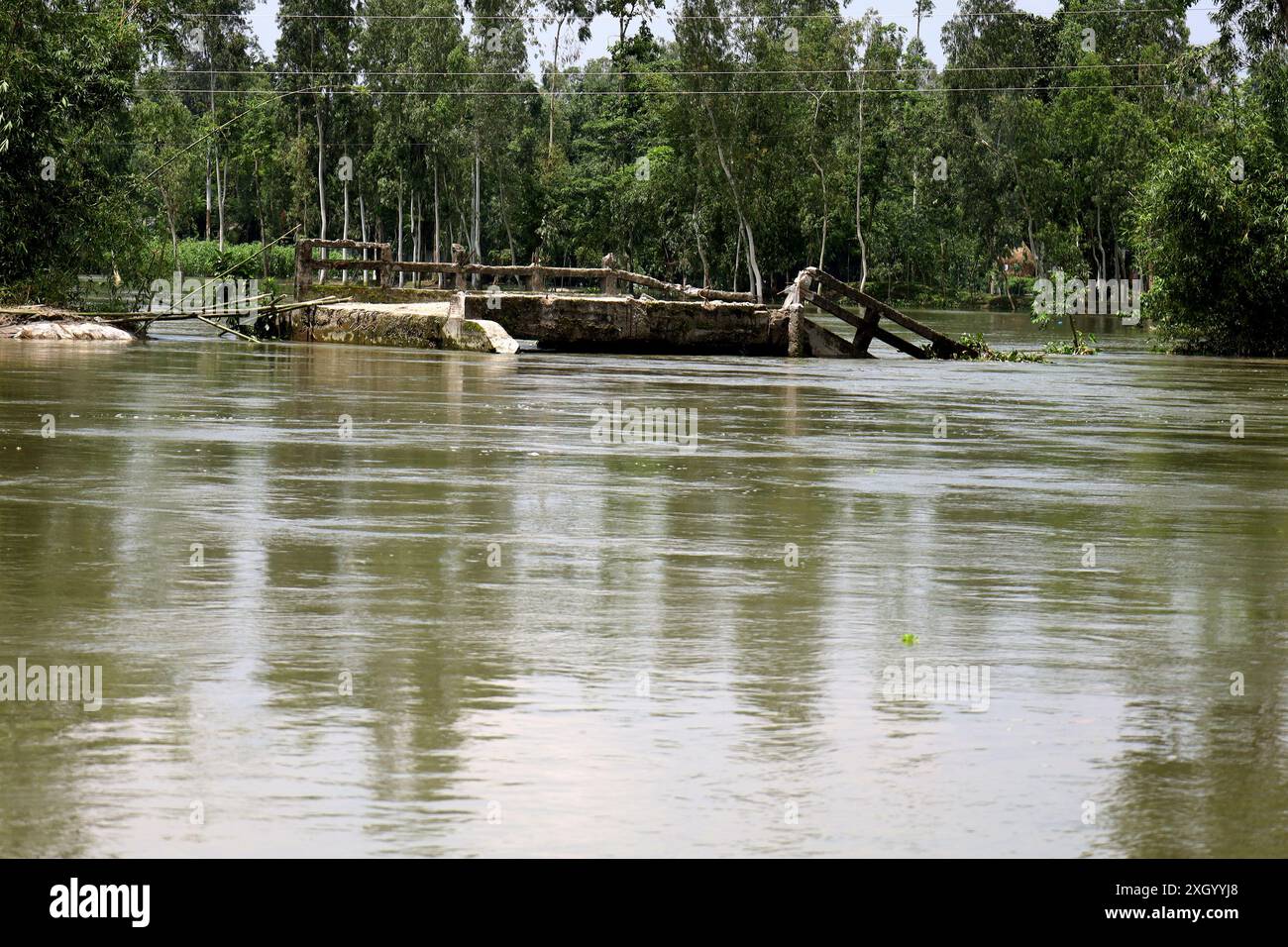 July 11, 2024, Kurigram, Kurigram, Bangladesh: Road and bridge ...