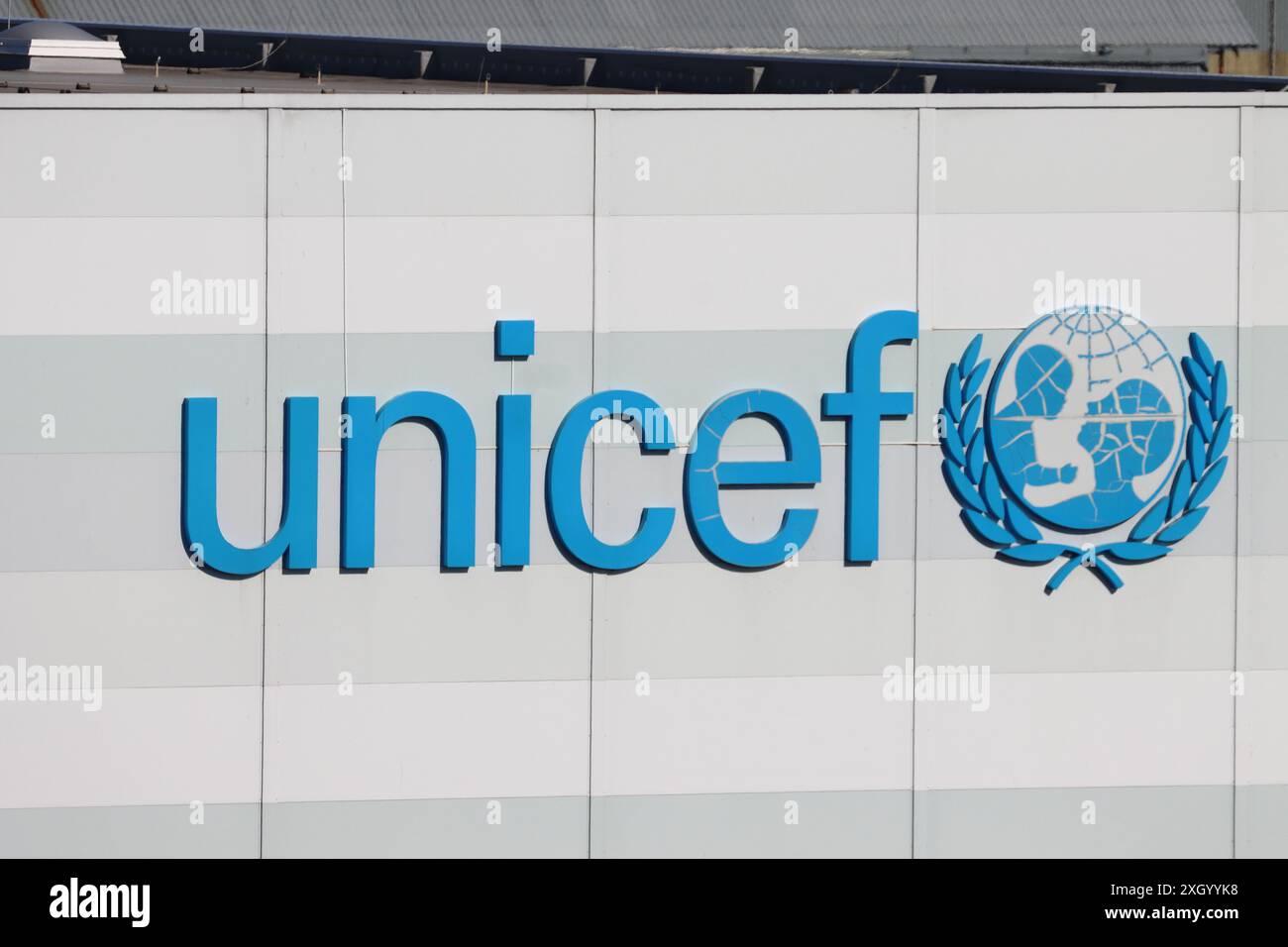 UNICEF logo on their supply and logistics headquarters, Copenhagen ...