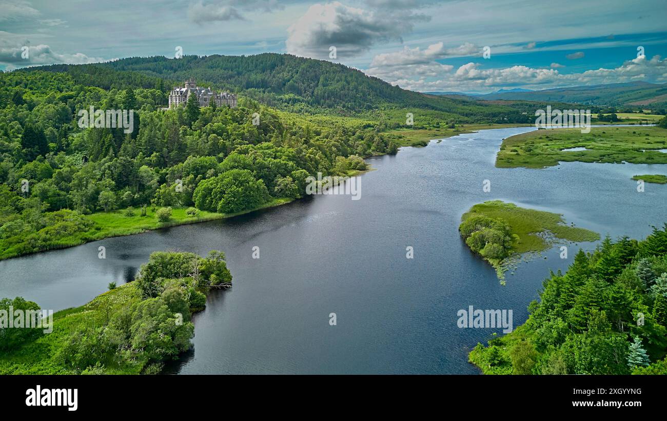 Carbisdale Castle Sutherland Scotland in summer overlooking the calm ...