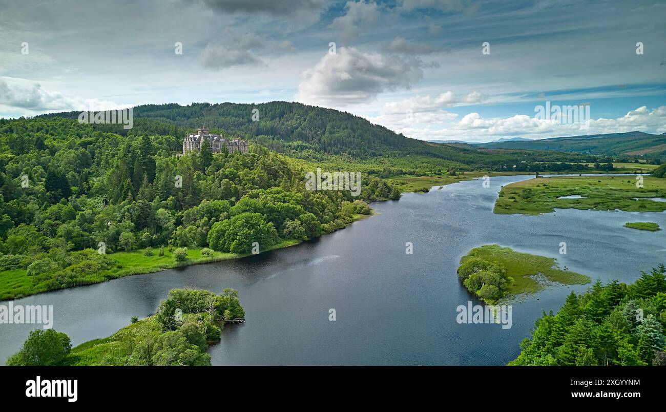 Carbisdale Castle Sutherland Scotland in summer overlooking the calm ...