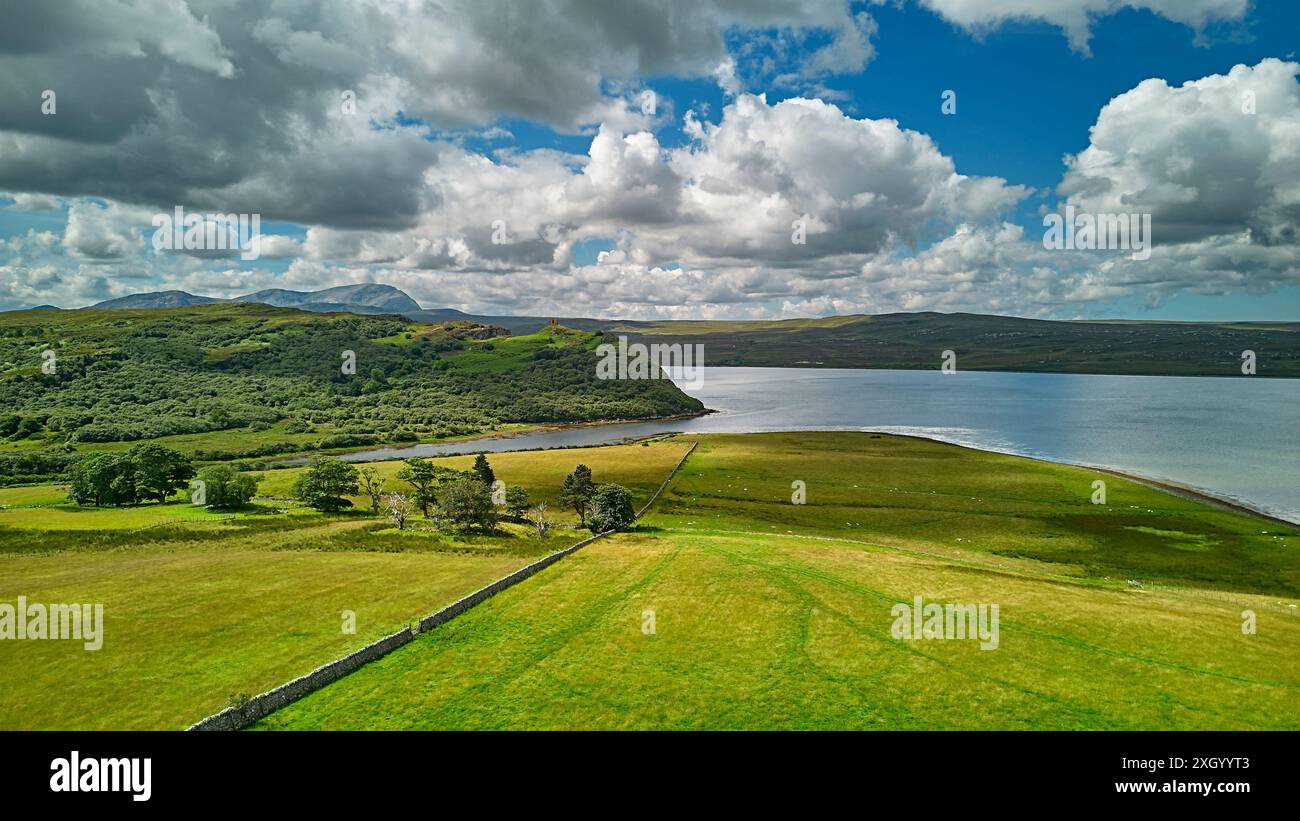 Kyle of Tongue Sutherland Scotland small Castle Varrich on top of the ...