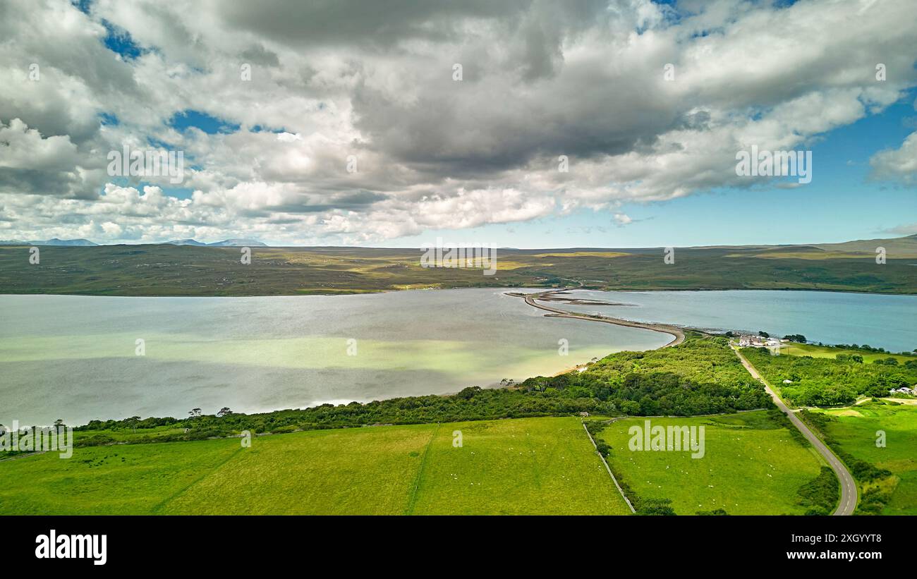 Kyle Of Tongue Sutherland Scotland The A 836 Road Running Past The Hostel And Campsite And Over