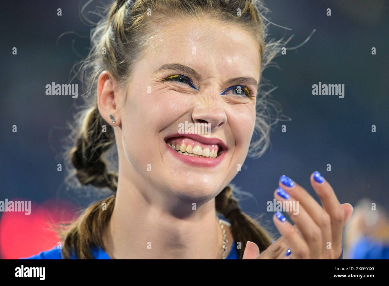 Yaroslava Mahuchikh of Ukraine competing in the women’s high jump final ...