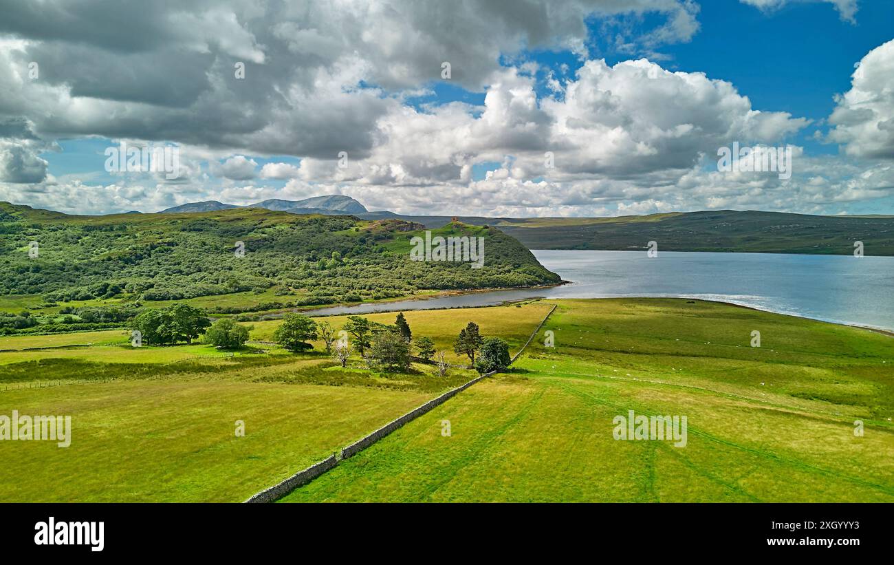 Kyle of Tongue Sutherland Scotland the small Castle Varrich on top of ...