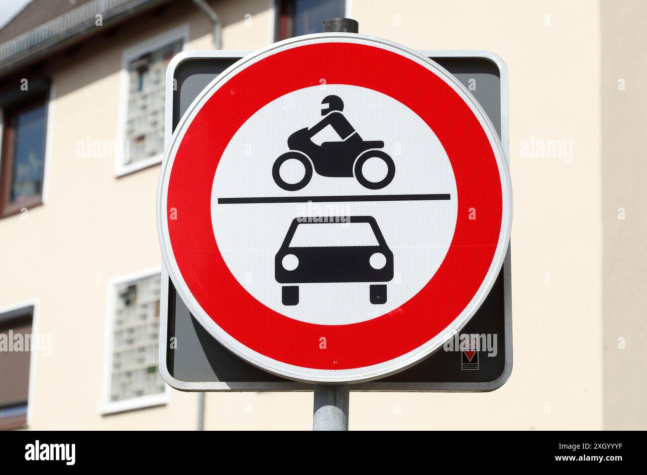Traffic sign, Passage prohibited for cars and motorcycles, Germany ...