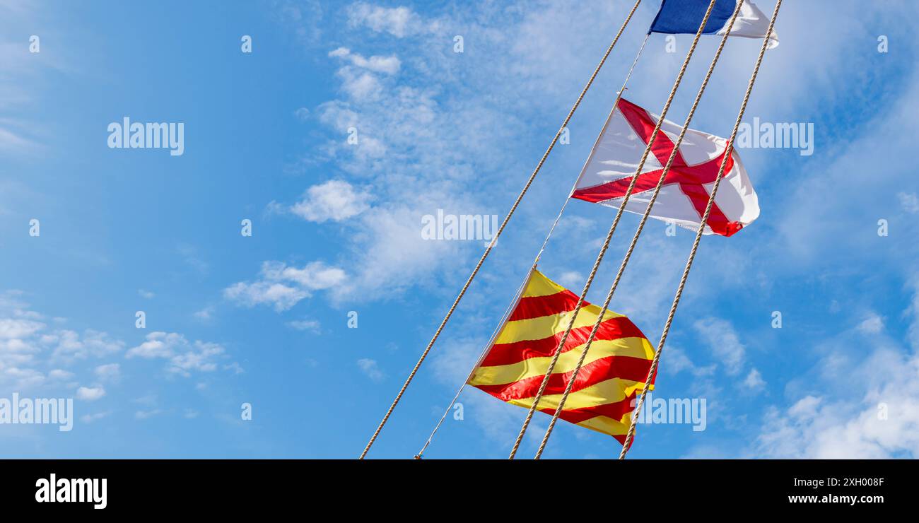 Diagonal hanging vibrant colorful nautical marine pattern signal system ...