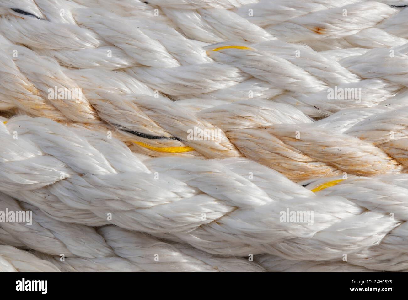 Nautical background. Closeup of an old white frayed boat rope Stock ...