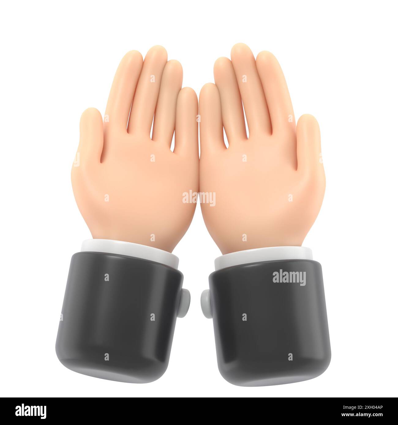 Cartoon Gesture Icon Mockup.Two hands together with palms up, top view ...