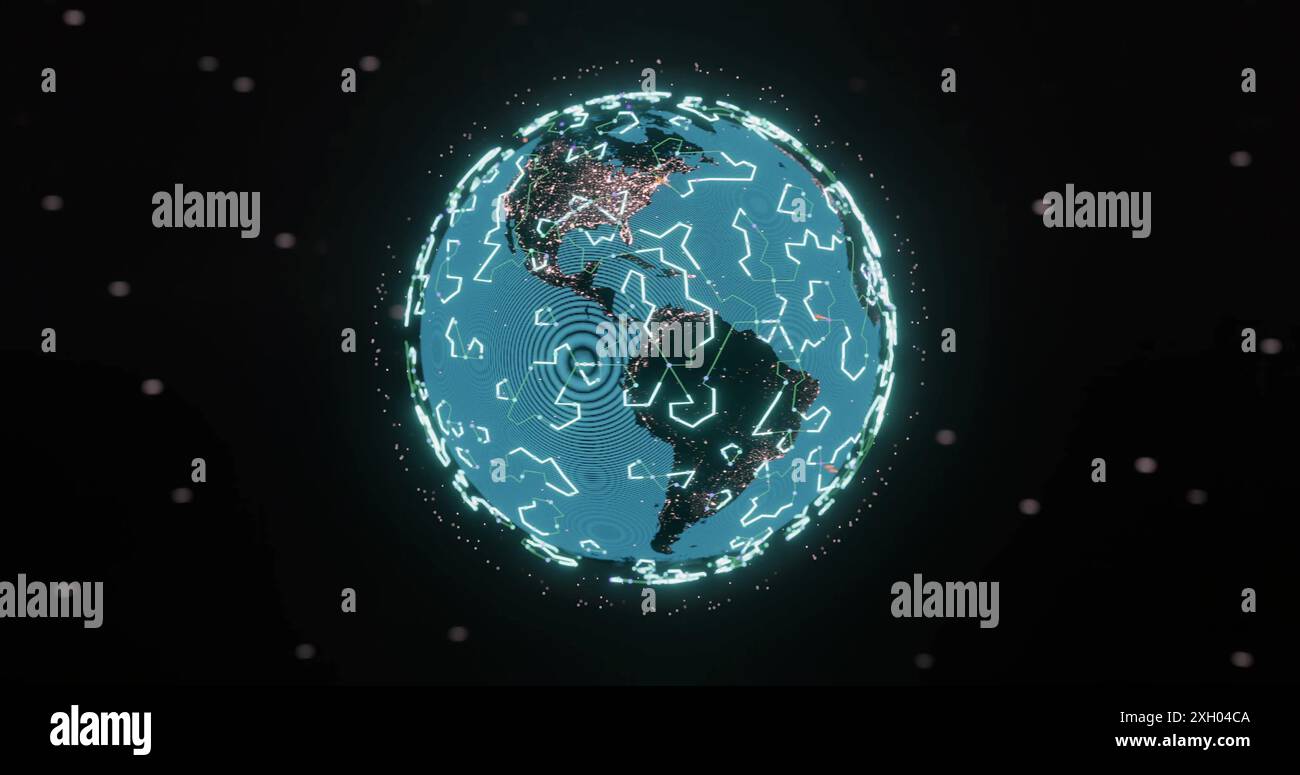 Image of ai data processing over globe with connections. Global artificial intelligence, data ...